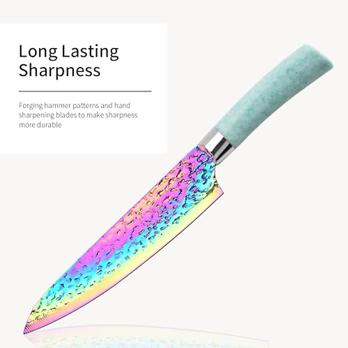 Kitchen Knife Set Non Stick Knives with Wood Storage, Serrated Steak Knife, Chef Knife, Scissors with Sharpener, 15Pcs Ultra-Sharp Cutlery Block Sets for Home & Pro Use Best Gift (Teal)