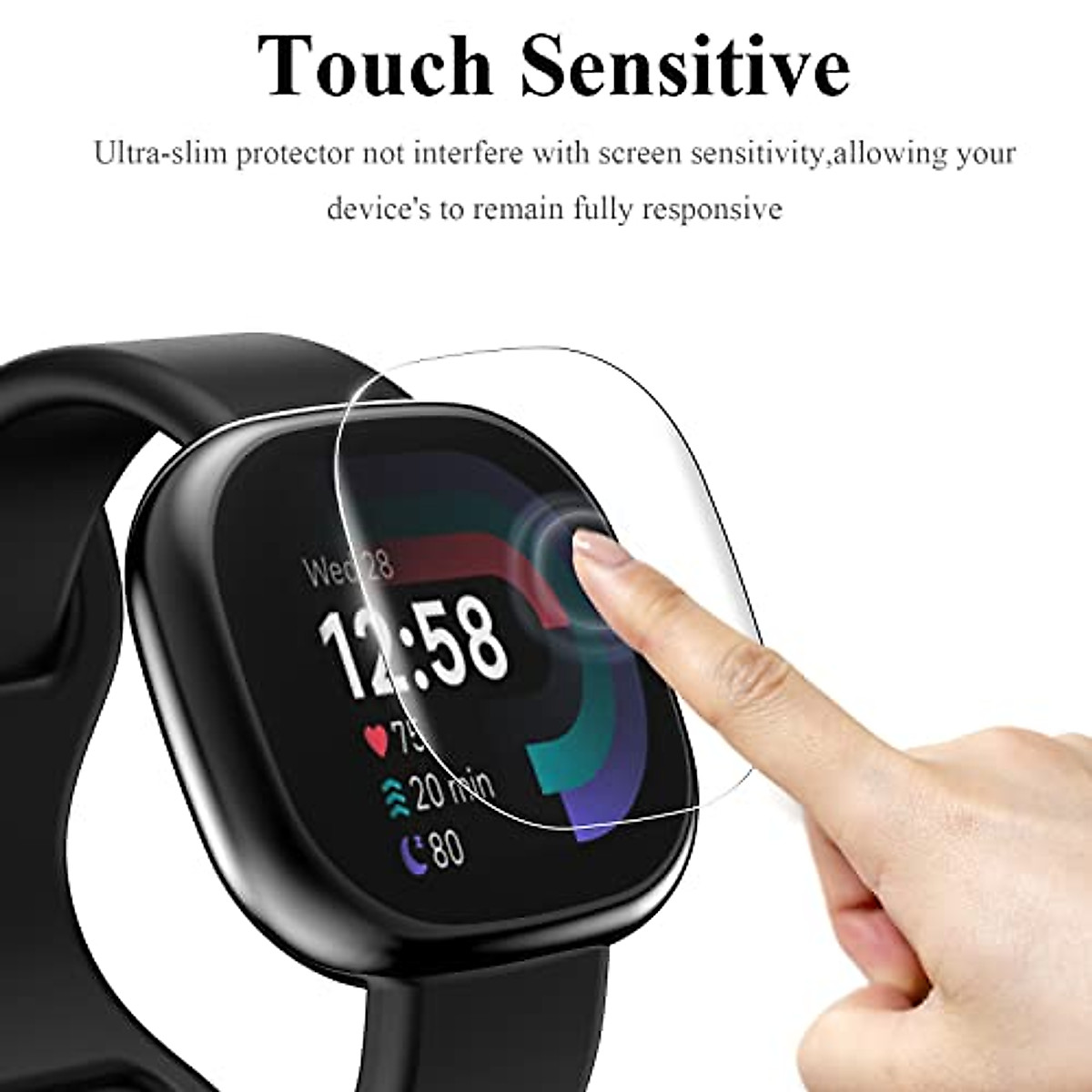 EWUONU [6 Pack Screen Protector Compatible for Fitbit Versa 4/Versa 3/Sense 2//Sense, Flexible Film HD Clear Bubble Free Soft Screen Protector(Not Glass) for Fitbit Sense 2/Sense/Versa 4/3 Smartwatch