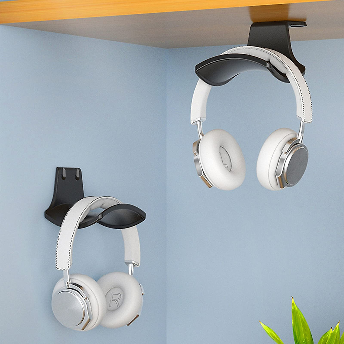 SIROLISA 2-Pack Never Fall Headphone Hooks Hanger Wall Mount, Headset Holder Stand for Universal Gaming Headset Airpods Max Sony Bose Beats, Strong Adhesive by Screws