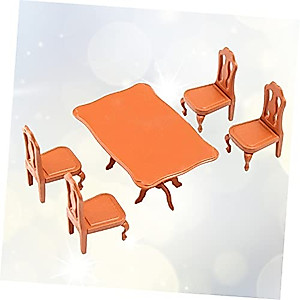 SAFIGLE 1 Set/5pcs Toddler Table and Chairs Kids Desk Chairs for Girls Kids Chairs for Table Mini Table and Chair for Toddler Kids Mini Table and Chairs Kids Resin Table and Chairs Brown