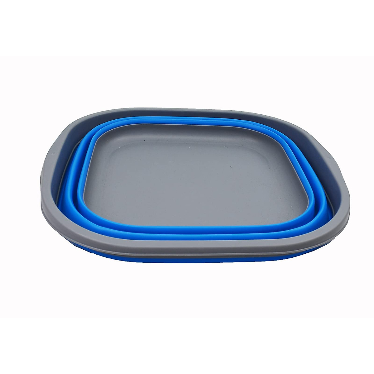 SAMMART 10L (2.6 Gallons) Collapsible Tub - Foldable Dish Tub - Portable Washing Basin - Space Saving Plastic Washtub (Dark Grey/Blue, 1)