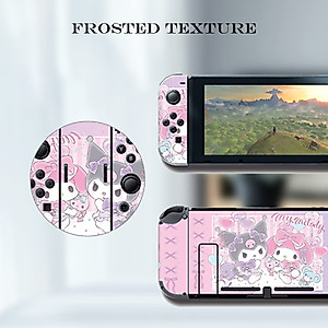 PERFECTSIGHT Cute Skin Sticker Compatible with Nintendo Switch, Kawaii Cartoon Vinyl Decal, Pretty Pattern Full Set Wrap Protective Film for NS Console & Joy-Con Controller & Dock (Melody Rabbit)