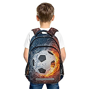Football Boys Backpack Soccer Ball Elementary School Bookbag Kids Travel Rucksack Laptop Bag