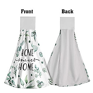 Giwawa Home Sweet Home Hanging Kitchen Towels Green Leaves Hand Tie Towel Set of 2 Fast Drying Dish Tea Towels for Bathroom Toilet Gym Decor