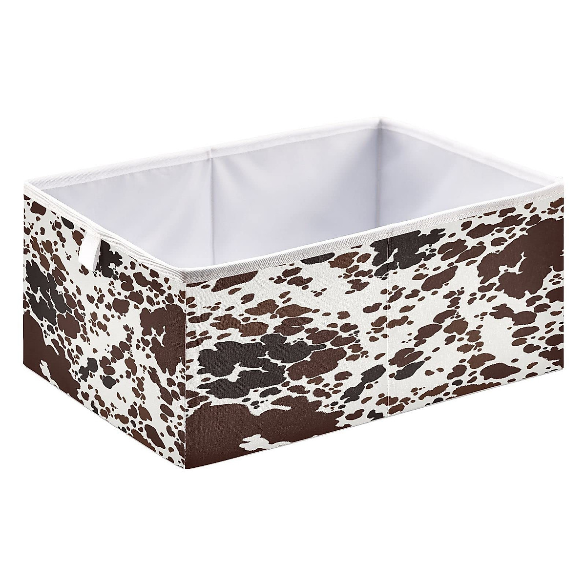 Burbuja Cow Skin Print Storage Cubes Fabric Storage Bins Foldable Closet Organizer Basket with Handle, 11x11x11 Cube