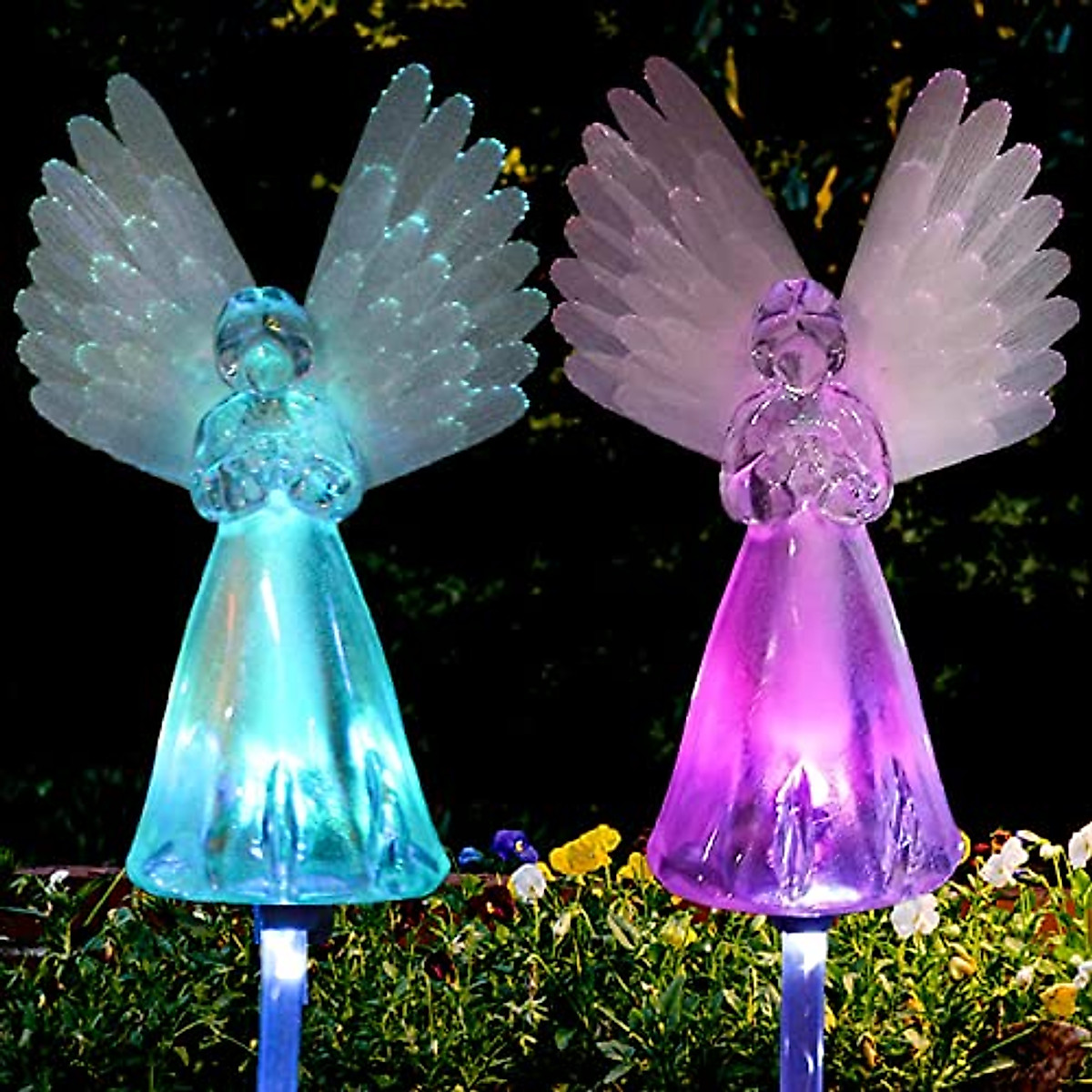 Awinking 2 Pack Solar Angel Lights - Color Changing Outdoor Decor