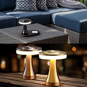 O’Bright - Portable LED Table Lamp with Wireless Charging Pad, Dimmable and Rechargeable Night Lamp, Ambient Light for Patio/Restaurant/Nursery, Bedside Nightstand Lamp, Brushed Nickel