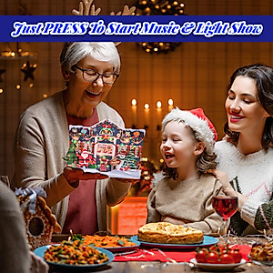 MZD8391 3D Pop Up Christmas Cards with Music & Lights, Animated Christmas Gift Card, Playing 3 Christmas Songs with 3 Matching Lights Blinking Modes (Envelope Included)