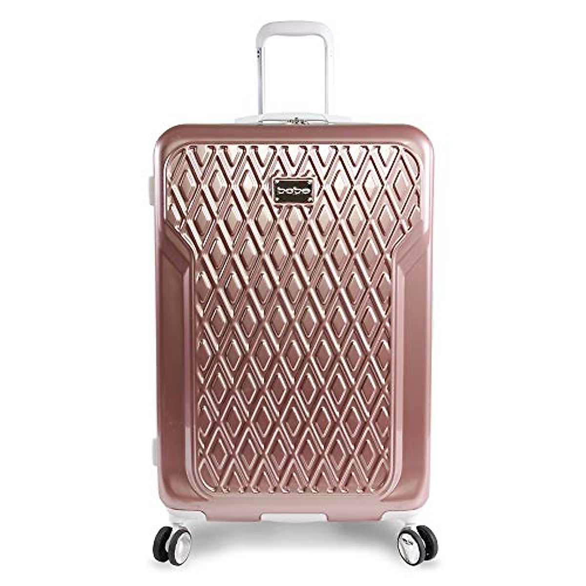 BEBE Women's Luggage Stella 29" Hardside Check in Spinner, Telescoping Handles, Rose Gold, One Size