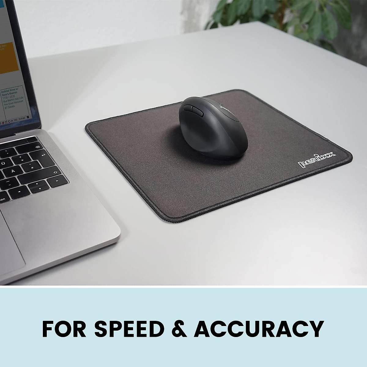 Perixx DX-1000M Waterproof Gaming Mouse Pad with Stitched Edge - Non-Slip Rubber Base Design for Laptop or Desktop Computer - M Size 9.84x8.27x0.08 Inches