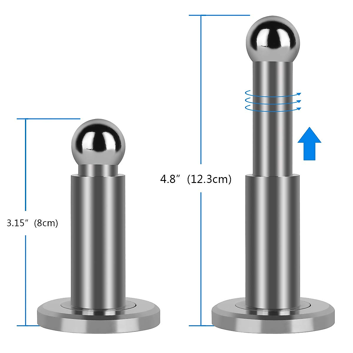 Hommyzone Adjustable Height Magnetic Door Stopper,Heavy Duty Magnetic Door Stop, 304 Stainless Steel Door Holder with Wall&Floor Mounted...(Silver)