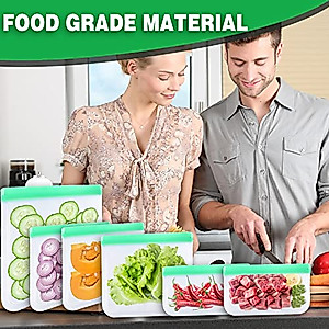 10 Pack Reusable Storage Bags, Reusable Sandwich Bags, Reusable Snack Bags, Leakproof Silicone Freezer Bags, Free Plastic BPA Free Lunch Bag for Meat Fruit Veggies (10 Pack-2 Gallon 4 Sandwich 4 Snack)