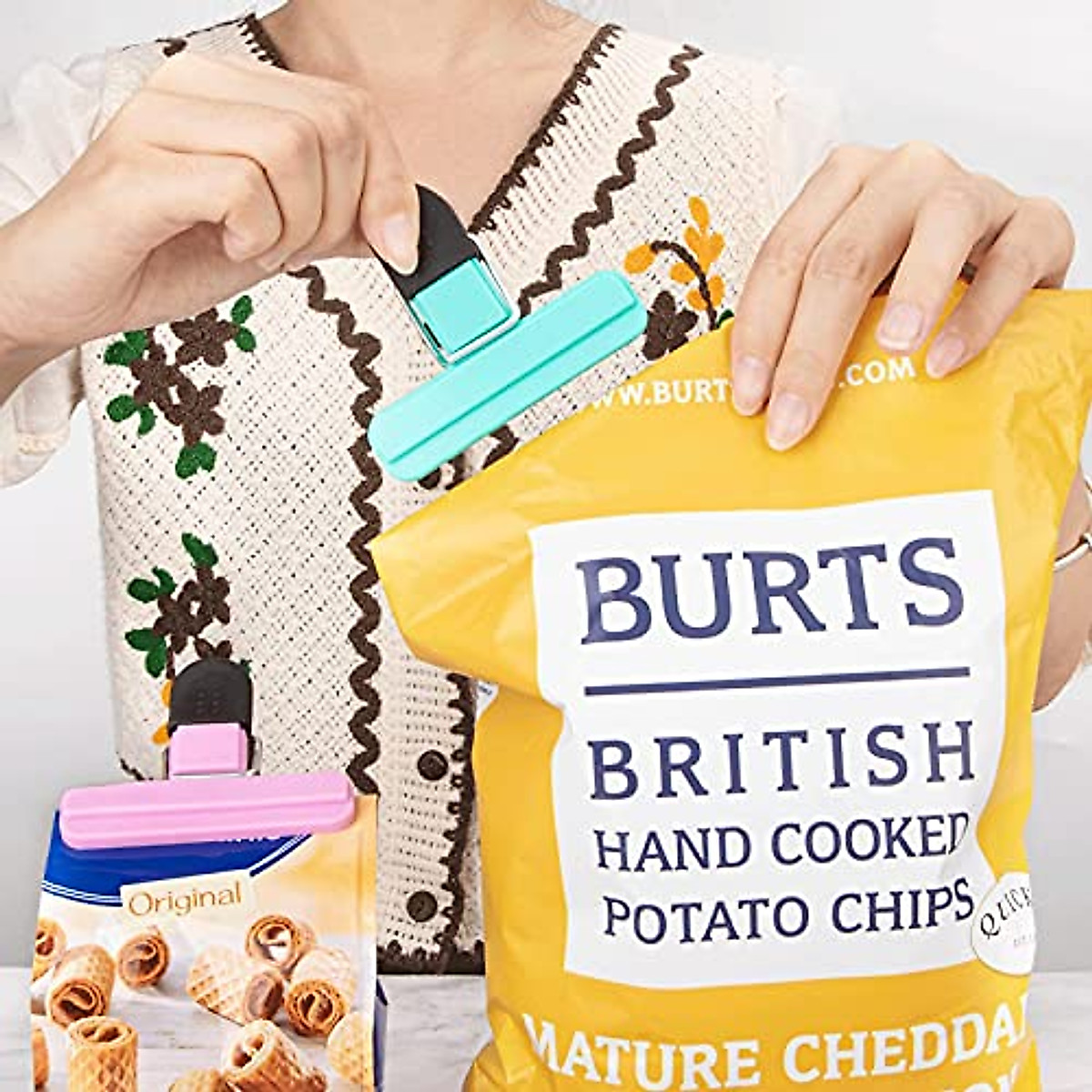 10PCS Large Chip Clips, Bag Clips, Food Clips, Sealing Clips (3 Large & 7 Small Size) , Heavy Duty Bag Clips for Food Storage with Air Tight Seal Grip, PPKKAI