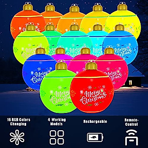 [Upgraded] Hysagtek Extra Large Inflatable Christmas Ornaments, 24 Inch Giant Inflatable Christmas Yard Decorations with Rechargeable Light, Remote & Air Pump for Outdoors Holiday Yard & Pool Decor