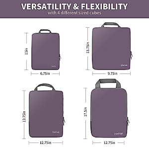 BAGAIL 4 Set/6 Set Compression Packing Cubes Travel Accessories Expandable Packing Organizers(Dark Greyish ClothPattern 4 Set)