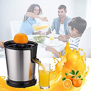 Homeleader Electric Citrus Juicer, Lemon Squeezer with Stainless Steel, Orange Squeezer with Two Cones, Powerful Motor for Grapefruits, Orange and Lemon, Black