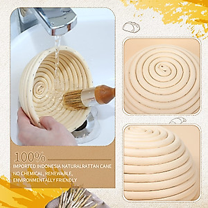 Irenare 10 Pcs Bread Banneton Proofing Basket Round Dough Sourdough Proofing Basket Rattan Bakery Baking Bread Bowl with Liner and Scraper Tool Set for Starter Gifts Professional Home Bakers (5 Inch)