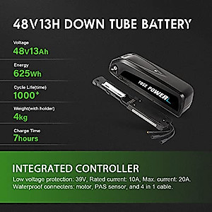 Yose Power Waterproof 26Inch 500W Ebike Conversion Kit with 48V 13Ah Battery for Cassette 26" Electric Bike Rear Wheel, Electric Bicycle Hub Motor Kit, LED Display, Installation Tool