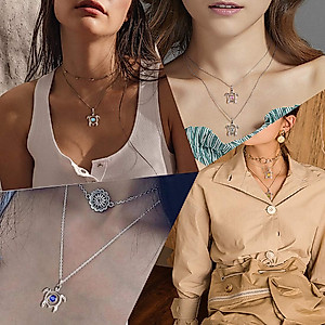 Aurora Tears Turtle Necklace Customized Birthstone 925 Sterling Silver Sea Animal Personalized Turtle Pendant Women Cute Jewelry DP0172 (B.Purple-February-Amethyst)