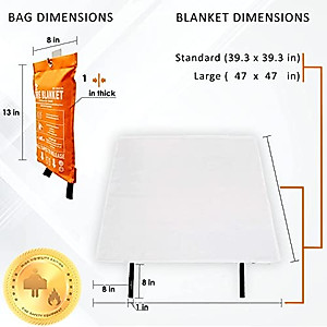 Supa Ant Emergency Fire Blanket for Home and Kitchen - 2 Pack 1500F High Visibility (Glow in The Dark) Smother Kitchen Fire Blanket - CE Certified Hero Fire Blankets Emergency for Home (40in)
