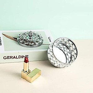 Feyarl Clear Crystal Jewelry Trinket Box Organizer Earrings Rings Treasure Storage Keepsake with Glass Mirror Surface Inside for Dresser Room Deco Valentine Christmas Birthday Gift (Silver)