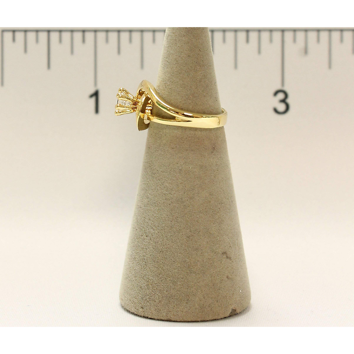 RS Covenant Women's 18 Kt Gold Plated Dress Ring Circle Cut CZ Solitaire 115 (6)