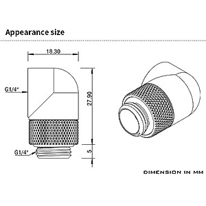 FormulaMod 90 Degree Rotary Adapter Thread G1/4'' Male to Female Extender Elbow Fitting Angled Adaptor for Water Cooling System 4 Pack (Black)