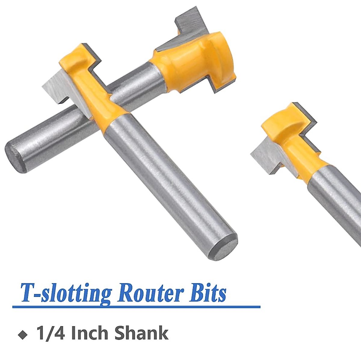 Mesee 5 Pieces T-Slot Router Bit Set, 1/4 Inch Shank T Slotting Keyhole Router Bits Woodworking T-Track Grooving Milling Cutter Tool for 5/16", 3/8", 1/2", 7/16", 5/8" Hex Bolts