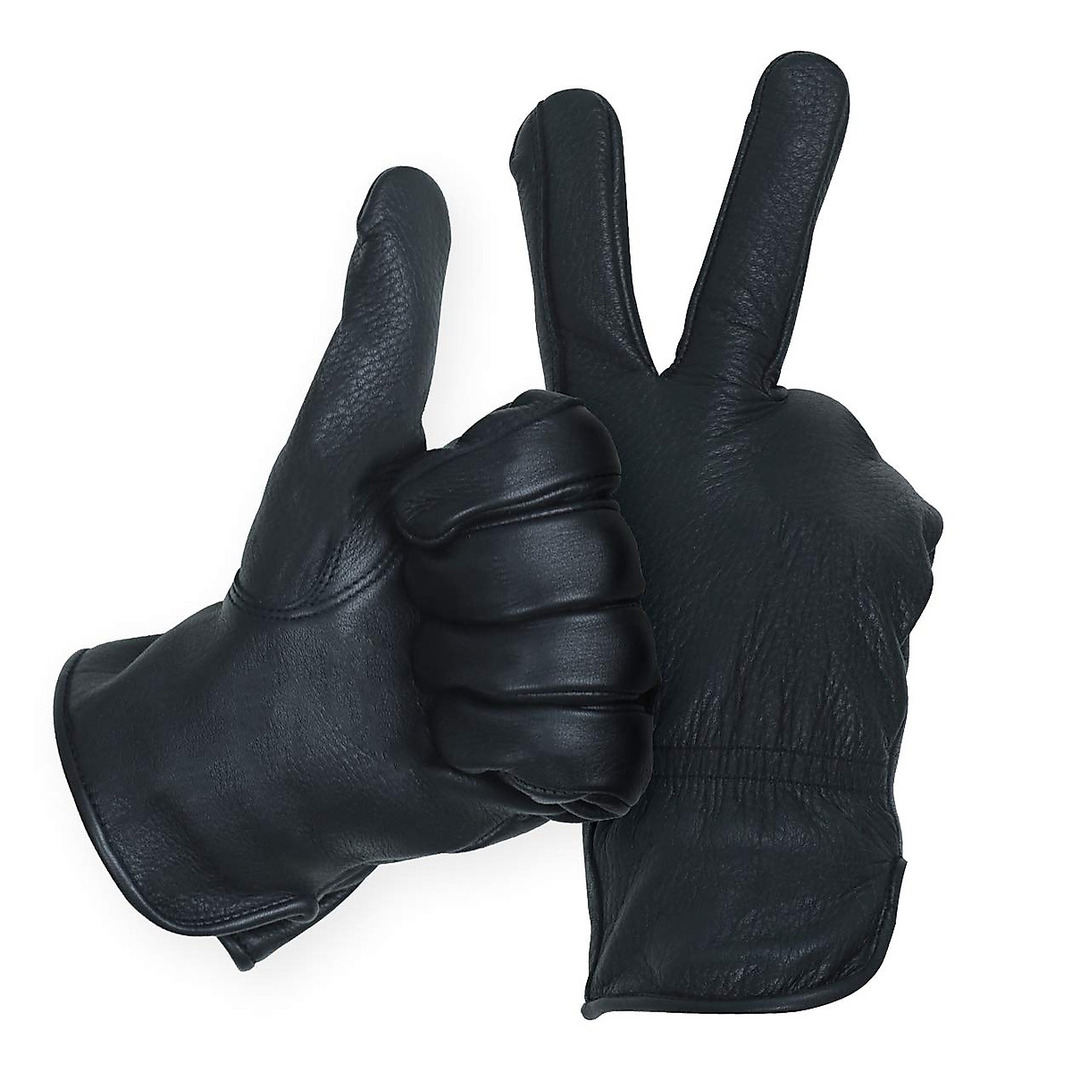 MEN`S FULL GRAIN BLACK DEERSKIN LEATHER GLOVES LINED 40 GRAM 3M THINSULATE (American Fur) (X-Large)