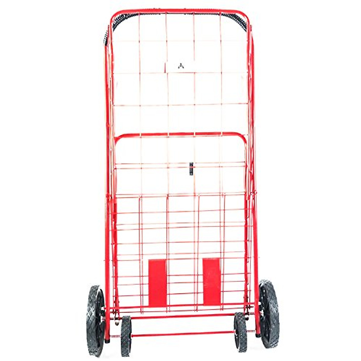 ATH Large Deluxe Rolling Utility / Shopping Cart - Stowable Folding Heavy Duty Cart with Rubber Wheels For Haul Laundry, Groceries, Toys, Sports Equipment, Red