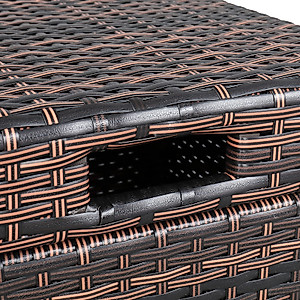 HomVent 26.7 Gallon Hideaway Can, Outdoor Wicker Trash Bin Rattan Patio Waste Basket with Lid, Wicker Recycling Basket Patio Trash Can for Backyard, Deck, Poolside (Brown)