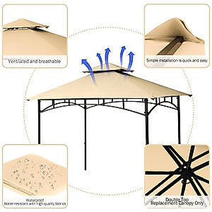 HETTRICK Gazebo Replacement Canopy 5x8 Shelter Double Tiered BBQ Cover Grill Shelter for Shop Garden Patio Model L-GG001PST-F (Beige)