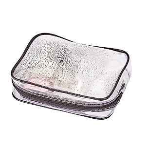 NATURAL STYLE 3 Pieces Clear Makeup Cosmetic Bags for Travel, TSA Approved Clear Toiletry Bag Set with Zipper, Waterproof Transparent PVC Packing Cubes Organizer Storage Bag (Black)