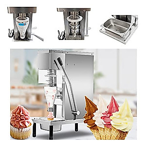 INTBUYING 110V 750W Frozen Fruit Ice Cream Yogurt Blender, 304 Stainless Steel Swirl Spiral Mixing Blade, Frozen Milkshake Fruit Dessert Mixer with Two Cone Hopper