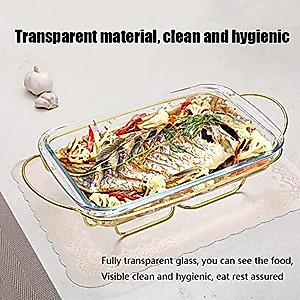 Chafing Dish Food Warmer Stainless Rectangular Buffet Server with 1 Tempered Glass Bakeware for Buffet Catering Kitchen Party (Silver)