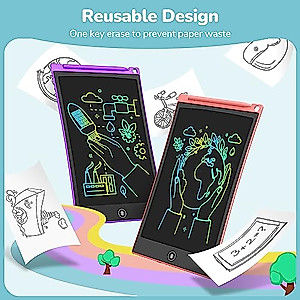 TECJOE 4 Pack LCD Writing Tablet, 8.5 Inch Colorful Doodle Board Drawing Tablet for Kids, Kids Travel Games Activity Learning Toys Birthday Gifts for 3 4 5 6 Year Old Boys and Girls Toddlers