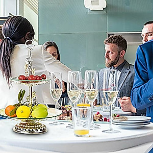 2 Tier Elegant Glass Cake Stand Cupcake Tray Multifunctional Tower Dessert Fruit Plate Holder Table Decor for Restaurant Buffet Bar Picnic Party Festival Afternoontea Silver