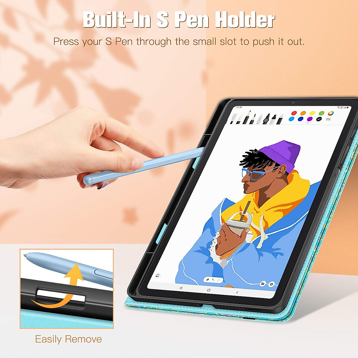 Fintie Folio Case for Samsung Galaxy Tab S6 Lite 10.4 Inch 2024/2022/2020 with S Pen Holder, Soft TPU Back Slim Fit Cover Auto Sleep/Wake, Shades of Blue