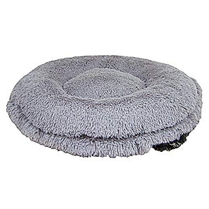 Bessie and Barnie Midnight Frost/Siberian Grey Luxury Shag Ultra Plush Faux Fur Bagelette Pet/Dog Bed (Multiple Sizes)