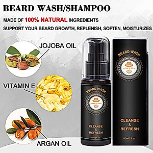 Upgraded Beard Grooming Kit w/Beard Conditioner,Beard Oil,Beard Balm,Beard Brush,Beard Shampoo/Wash,Beard Comb,Beard Scissors,Storage Bag,Beard E-Book,Beard Growth Care Gifts for Men