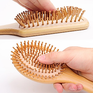 3PCS Bamboo Hair Brush Set,Natural Wooden Brush for Women, madam, Paddle Detangling Brush for Dry/Curly/Thick/Thin/Straight Hair