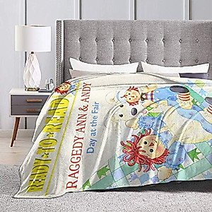 Raggedy Ann and Raggedy Andy Throw Blanket Suitable Ultra Soft Weighted Bedding Fleece Blanket for Sofa Bed Office 50"x40" Travel Multi-Size for Adult