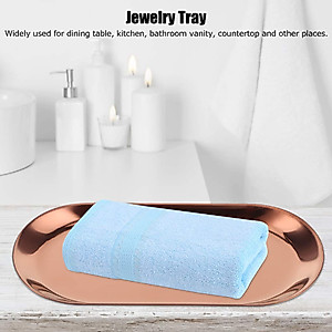 5pcs Stainless Steel Oval Shaped Towel Tray Cosmetics Jewelry Storage Tray Dish Plate (Rose Gold)
