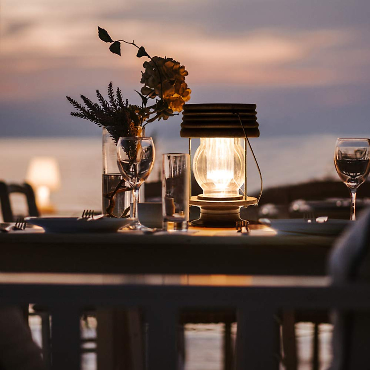 Hanging Solar Garden Lights Outdoor - 8.3” Solar Powered Waterproof Retro Christmas Lanterns, Bright Landscape Lamp, 30 Lumen, 2 Pack, Great Decor for Patio, Yard, Garden and Table (Warm White)