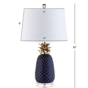 JONATHAN Y JYL4019A Pineapple 23" Ceramic LED Table Lamp Contemporary Transitional Bedside Desk Nightstand Lamp for Bedroom Living Room Office College Bookcase LED Bulb Included, Navy/Gold