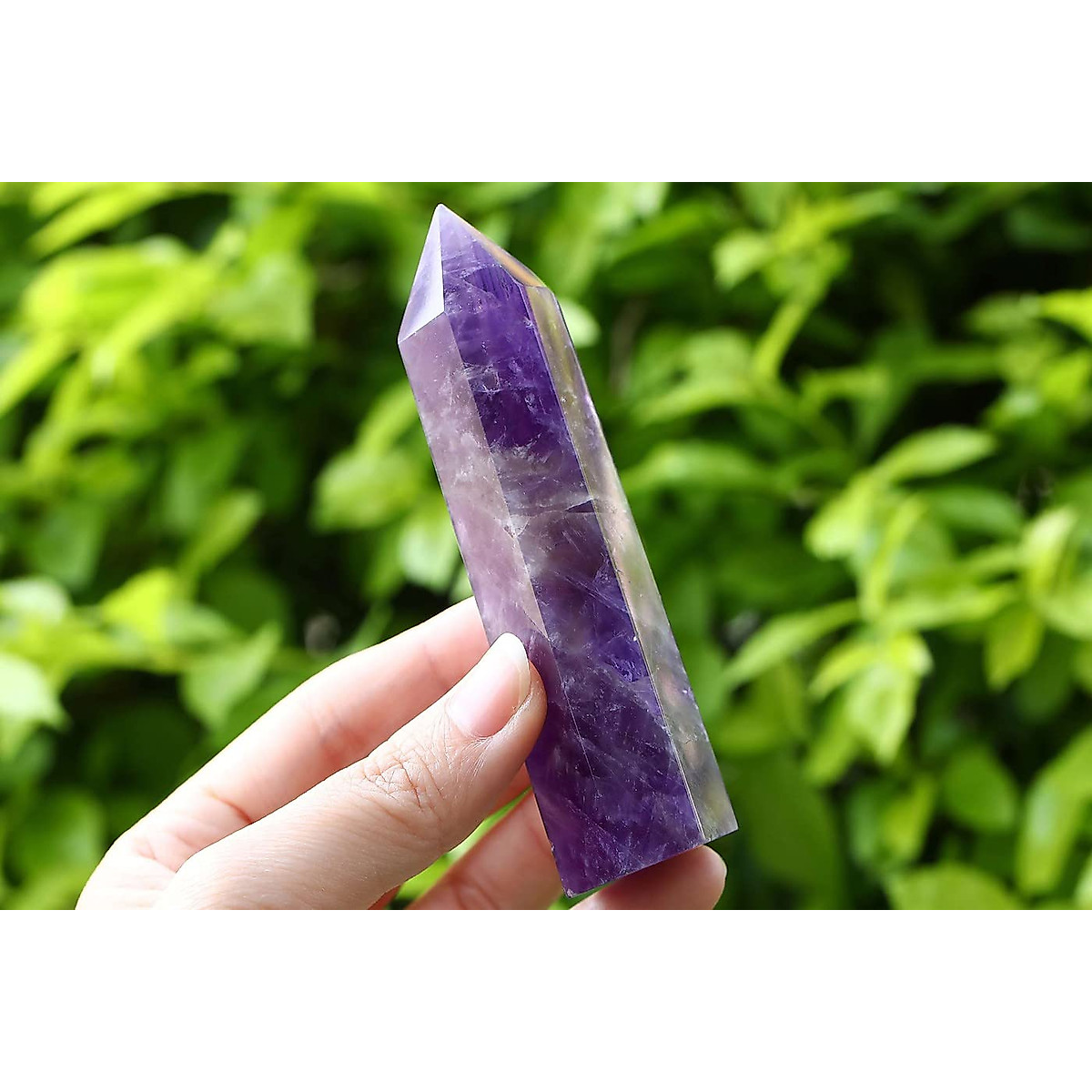 LAIDANLA Amethyst Healing Crystals Wands 3.5-4" Polishing Natural Reiki Energy Wand Stone Hexagonal Point Large Crystal Gemstones for Meditation Therapy Crystal Grid Decoration 1Pcs