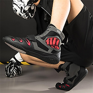 DWZRG High Top Combat Speed Mens Womens Wrestling Shoes Non-Slip Breathable Boxing Wrestling Training Sneaker (7.5 M US Women/5.5 M US Men, Grey)