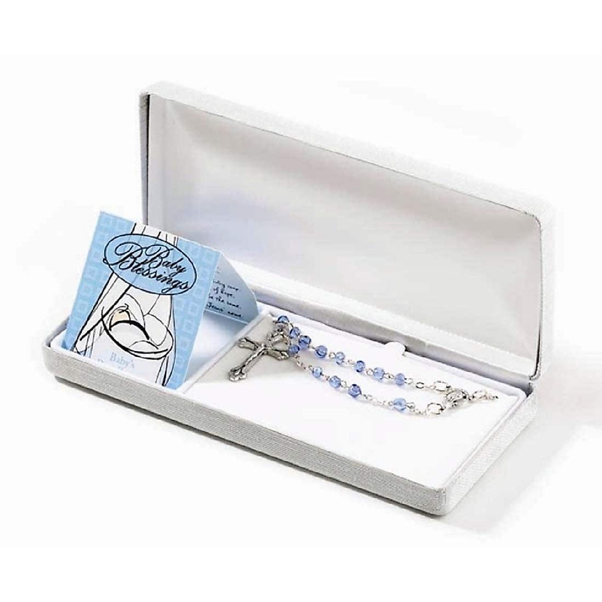 Dicksons Blue Boy Baby Blessings Silver Plated 4mm Bead First Rosary