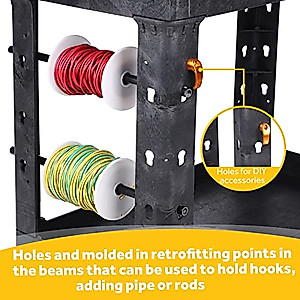 ELAFROS Heavy Duty Plastic Utility Cart 34 x 17 Inch - Work Cart Tub Storage W/Deep Shelves and Full Swivel Wheels Safely Holds up to 550 lbs - 2 Tier Service Cart for Warehouse,Garage, Cleaning