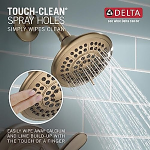 Delta Faucet Lahara 14 Series Single-Function Shower Faucet Set, 5-Spray Shower Head, Shower Handle, Gold Shower Faucet, Delta Shower Trim Kit, Champagne Bronze T14238-CZ (Valve Not Included)